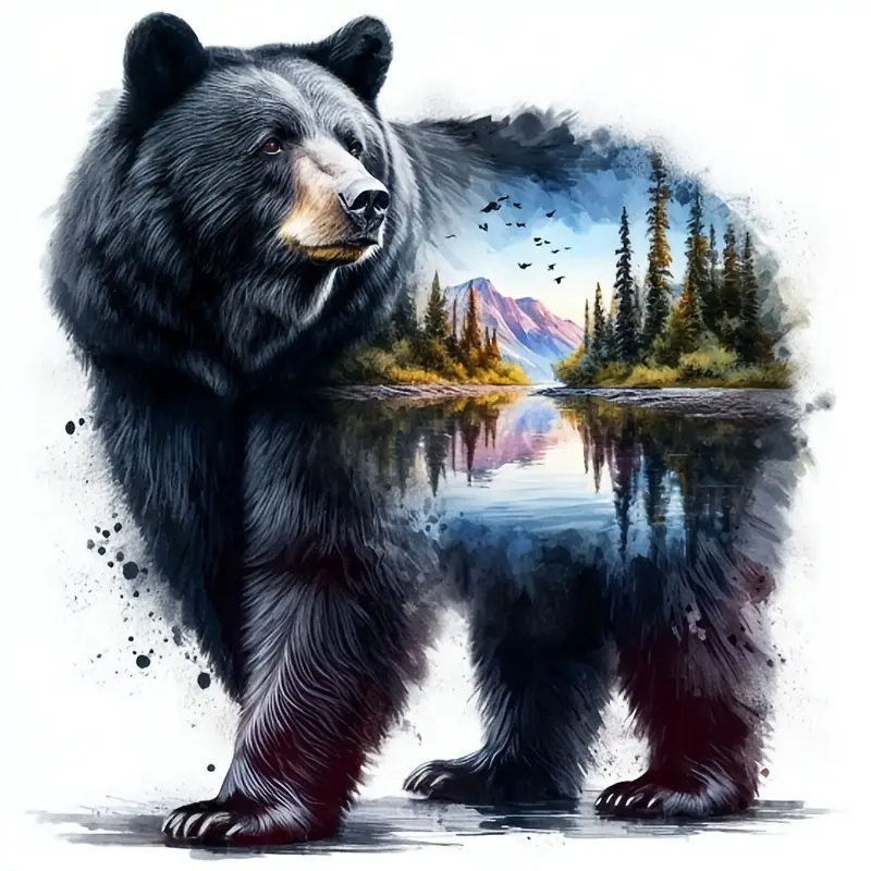 Bear Forest (velvet cloth) AB drill full round/square diamond painting