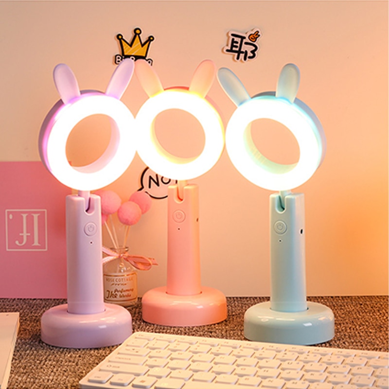 Nigikala Rabbit Lamp 1200mAh Pink LED Night Light Desk 3 Colors Light ...