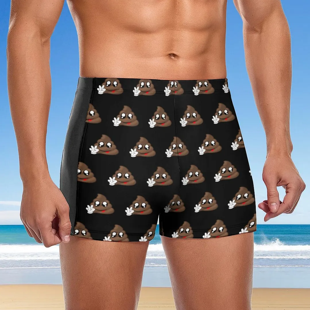 SFNEEWHO Poop Emoji Peace Sign Hands Swim Brief Square Leg Mens Board ...