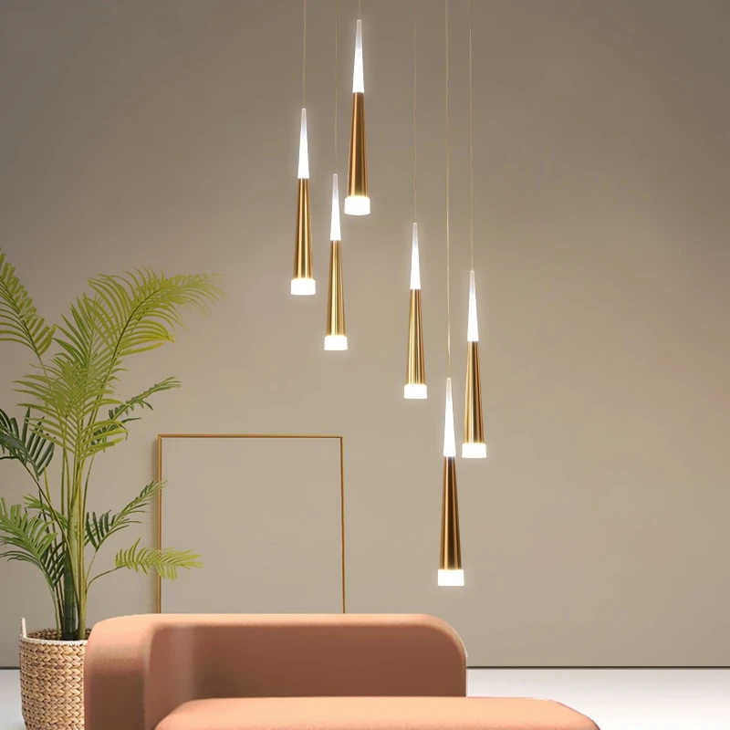 LED Simple Pendant Lights Gold Lamp For Living Room Lustre Pendant ...