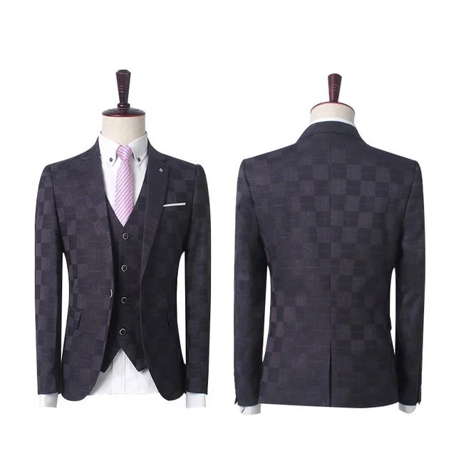 Dark Red Marriage Suit Three Pieces Prom Tuxedo For Men