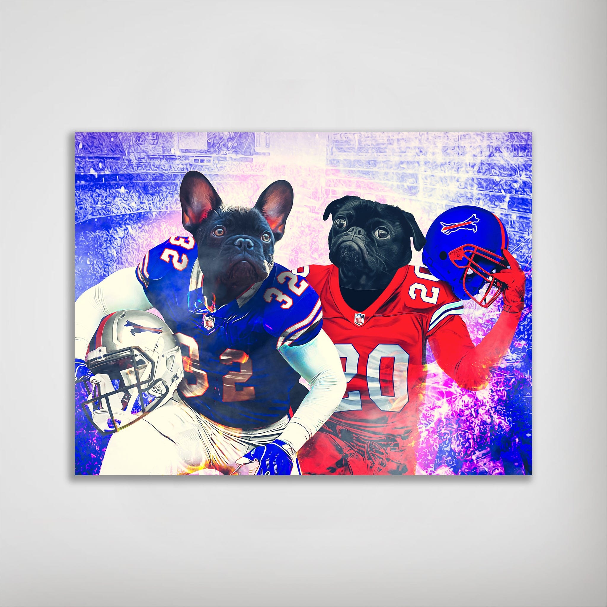 Custom NFL Pet Portrait From Photo - Buffalo Jersey Canvas Poster