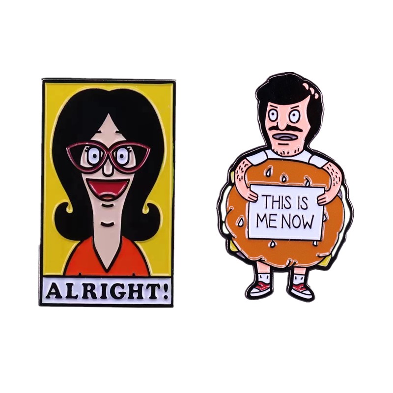 Bobs Burgers American Cartoon Animation Movie Bob Burger Restaurant Lapel Brooch Pin T