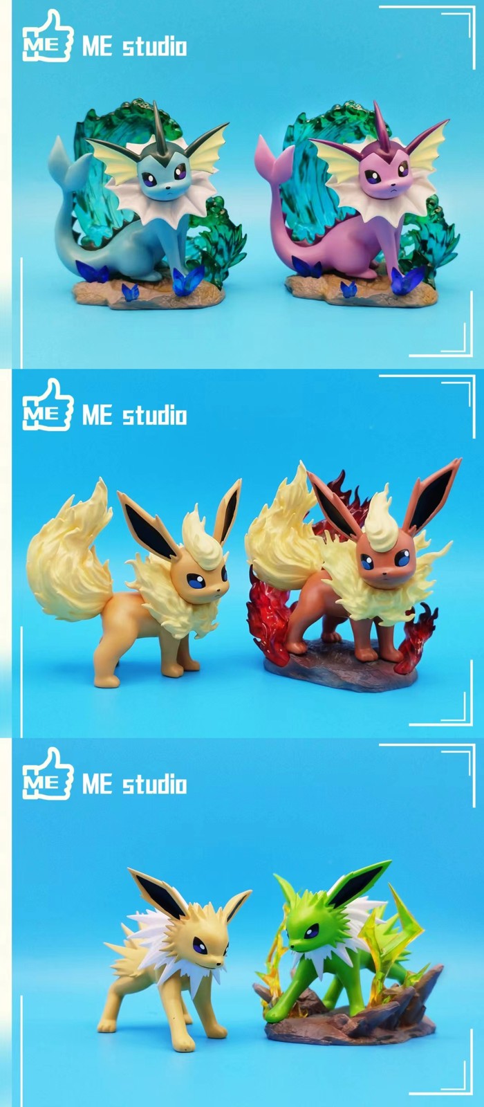 Vaporeon & Flareon & Jolteon - Pokemon Resin Statue - ME Studio