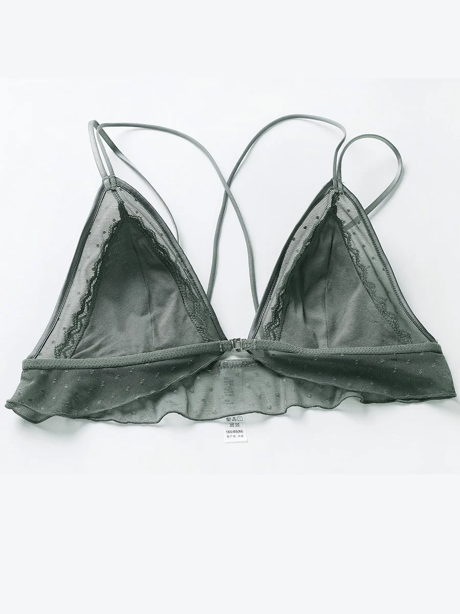 No rims lace beautiful back thin bra set