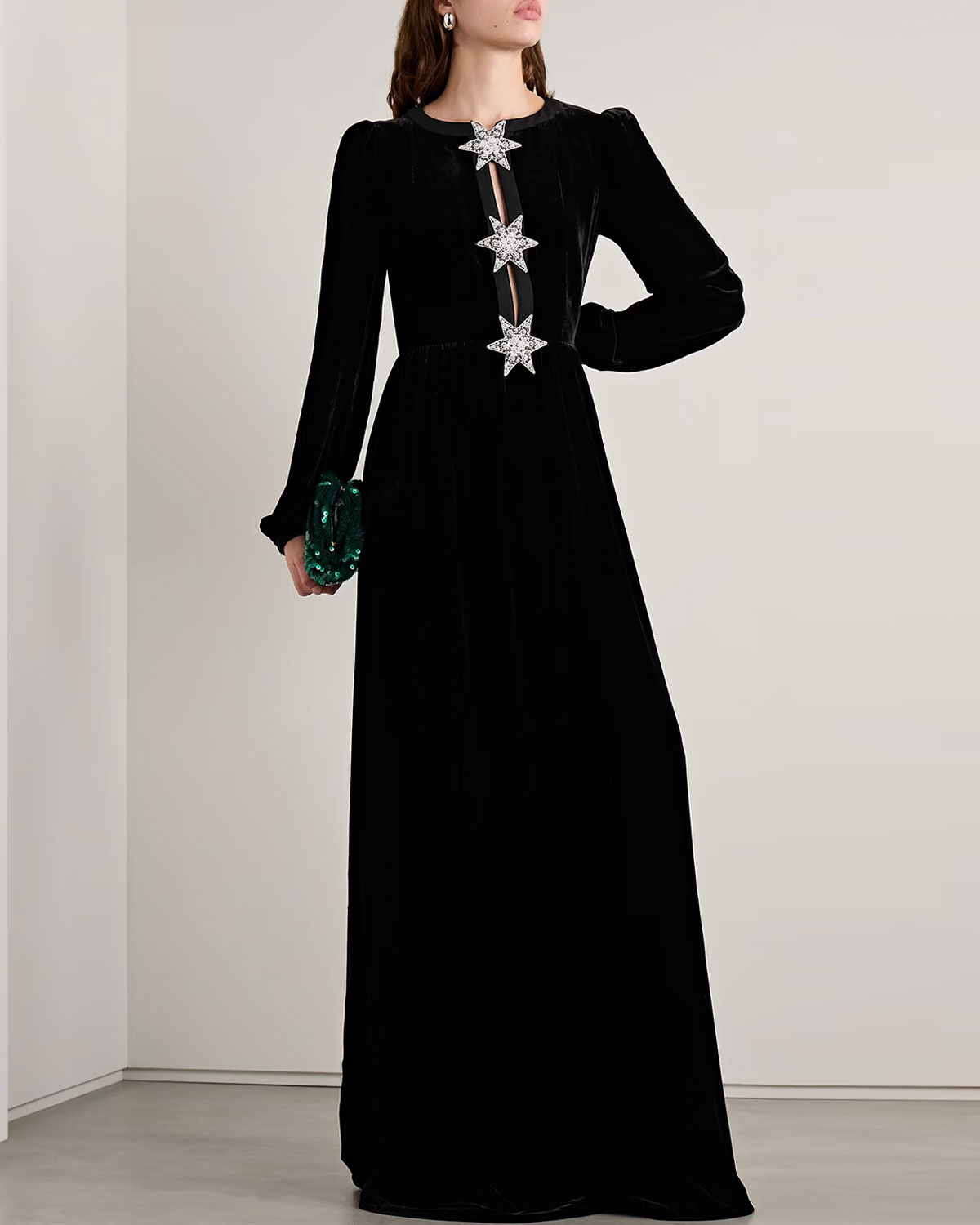 Embellished velvet gown