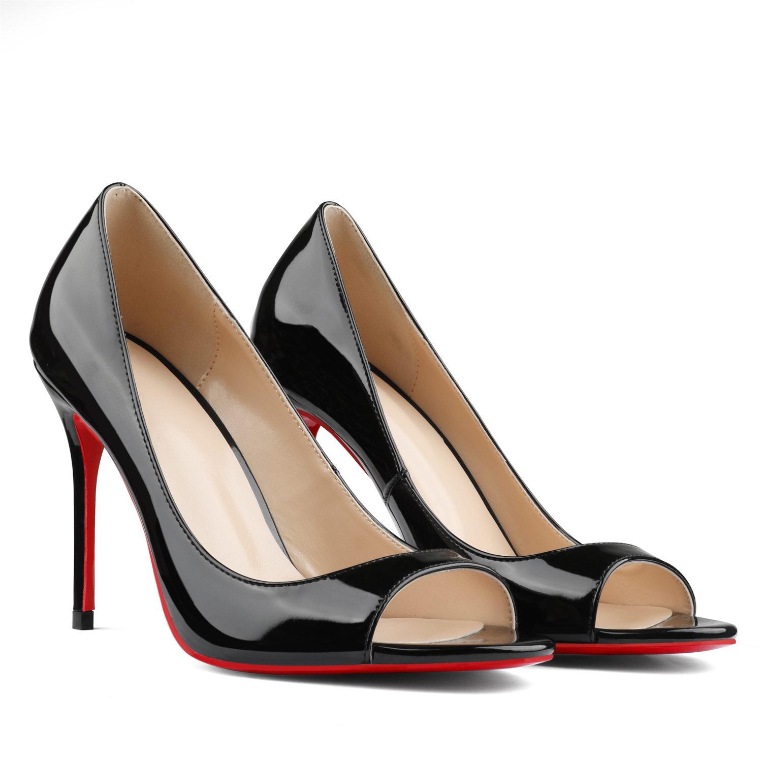 100mm Women's Open Toe Slip On Red Bottom Sandals Stilettos