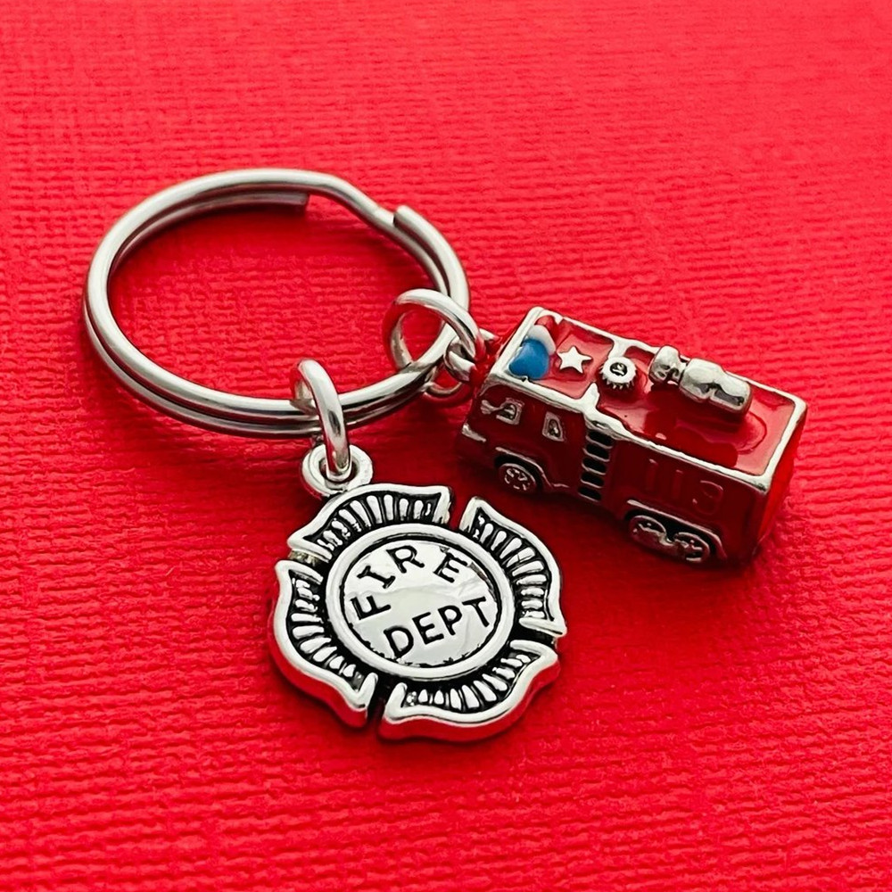Firefighter Axe Fire Truck Keychain
