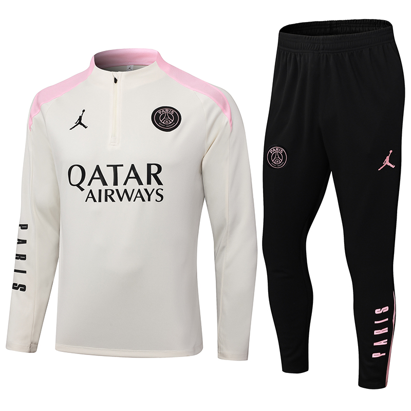 2024/2025 Psg Paris Saint-Germain Half-Pull Training Suit Beige with ...