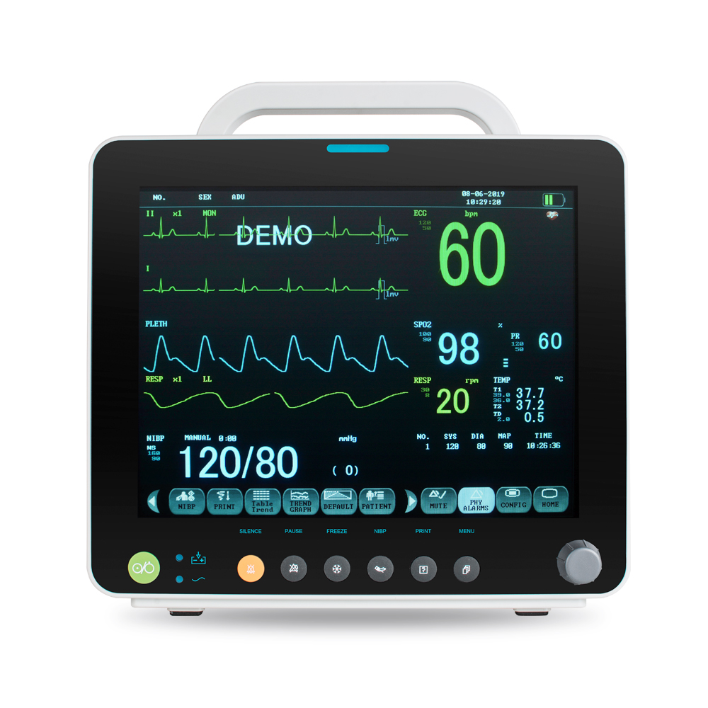 Patient Monitor 12 Inch Portable Multi-parameter ECG RR SpO2 NIBP TEMP ...