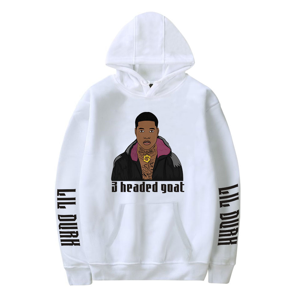 Unisex Lil Durk Hoodie 3 Headed Goat Hip Hop Sweatshirt