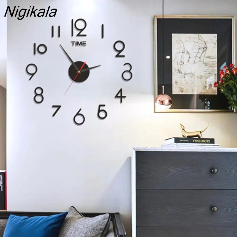 Nigikala Wall Clock Quartz 3D DIY Decorative Kitchen Clocks Acrylic ...