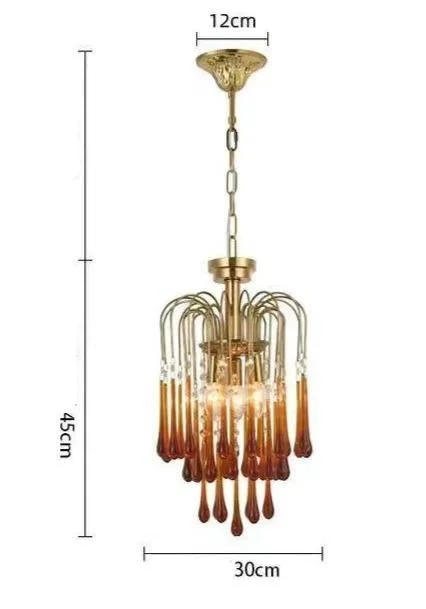 Retro Water Drop French Light Luxury Living Room Bedroom American Glass ...