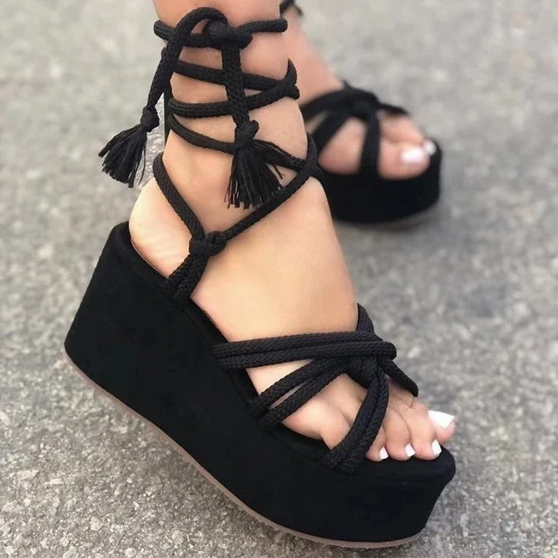 Lace Up Platform Sandals