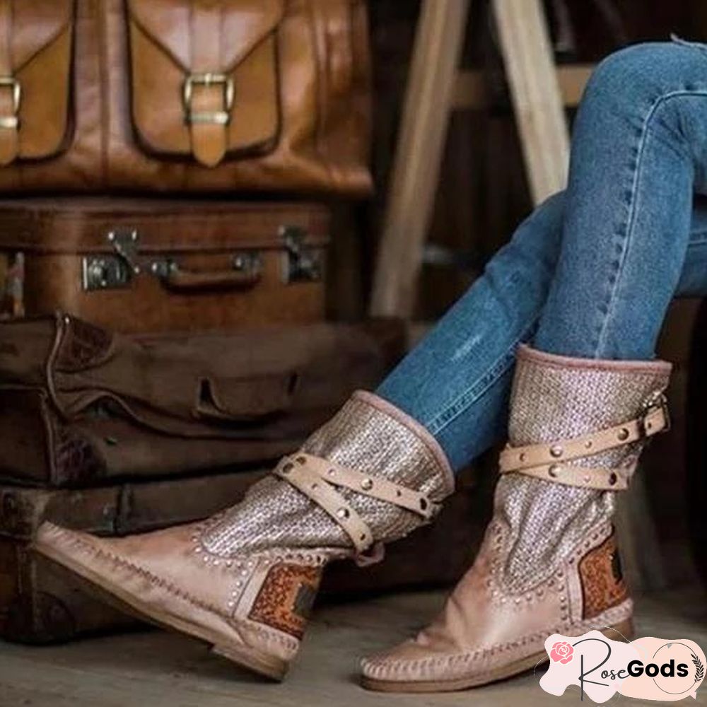 Women's Retro Style Casual Rivet Boots