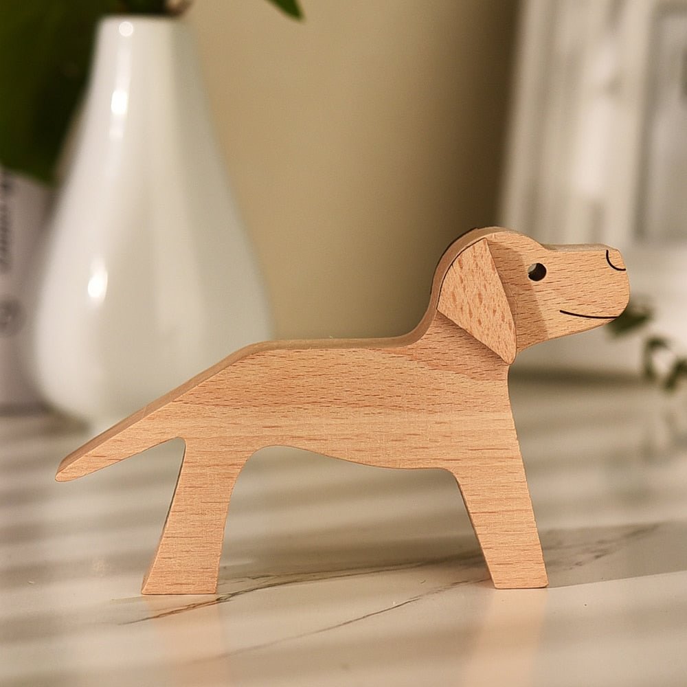 Puppy Family Wood Dog Carving Ornaments Decoration Home Decor Figurine ...