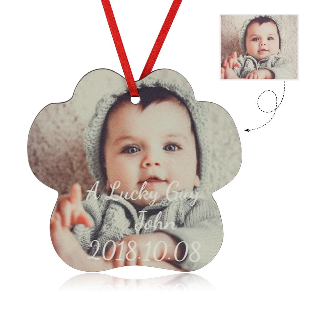 Christmas Photo Customization Ornaments Crystal ball Dog Paw Shape