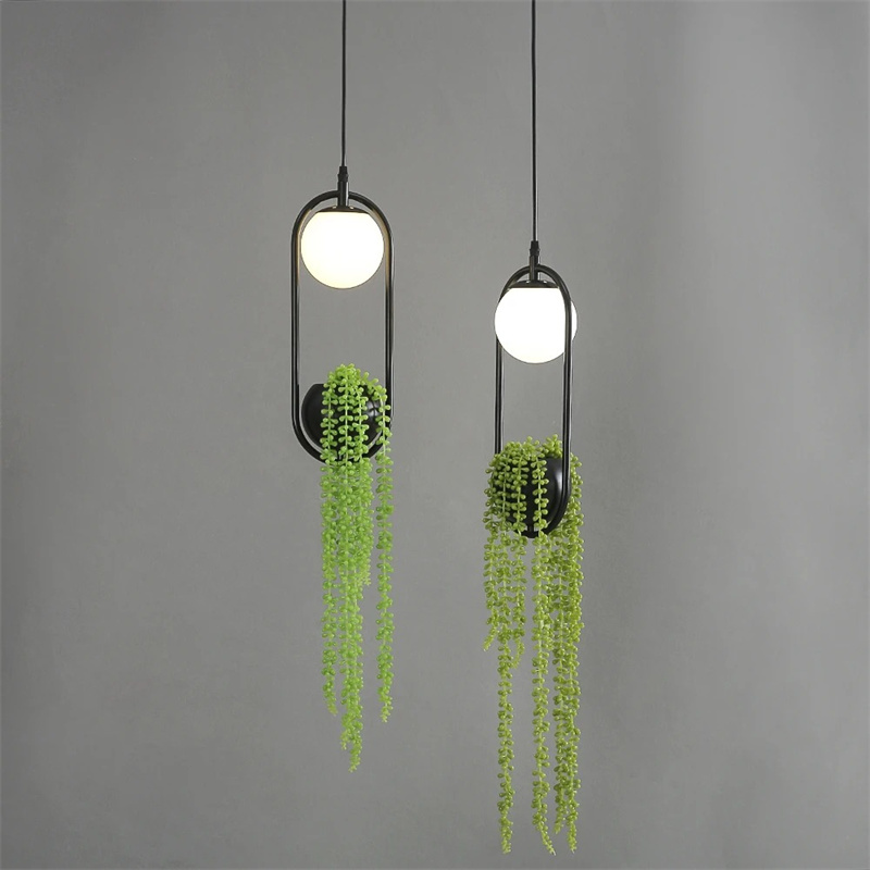 Nordic DIY Led Plant Pendant Lights Flower Pot Hanging Lamp Living Room ...