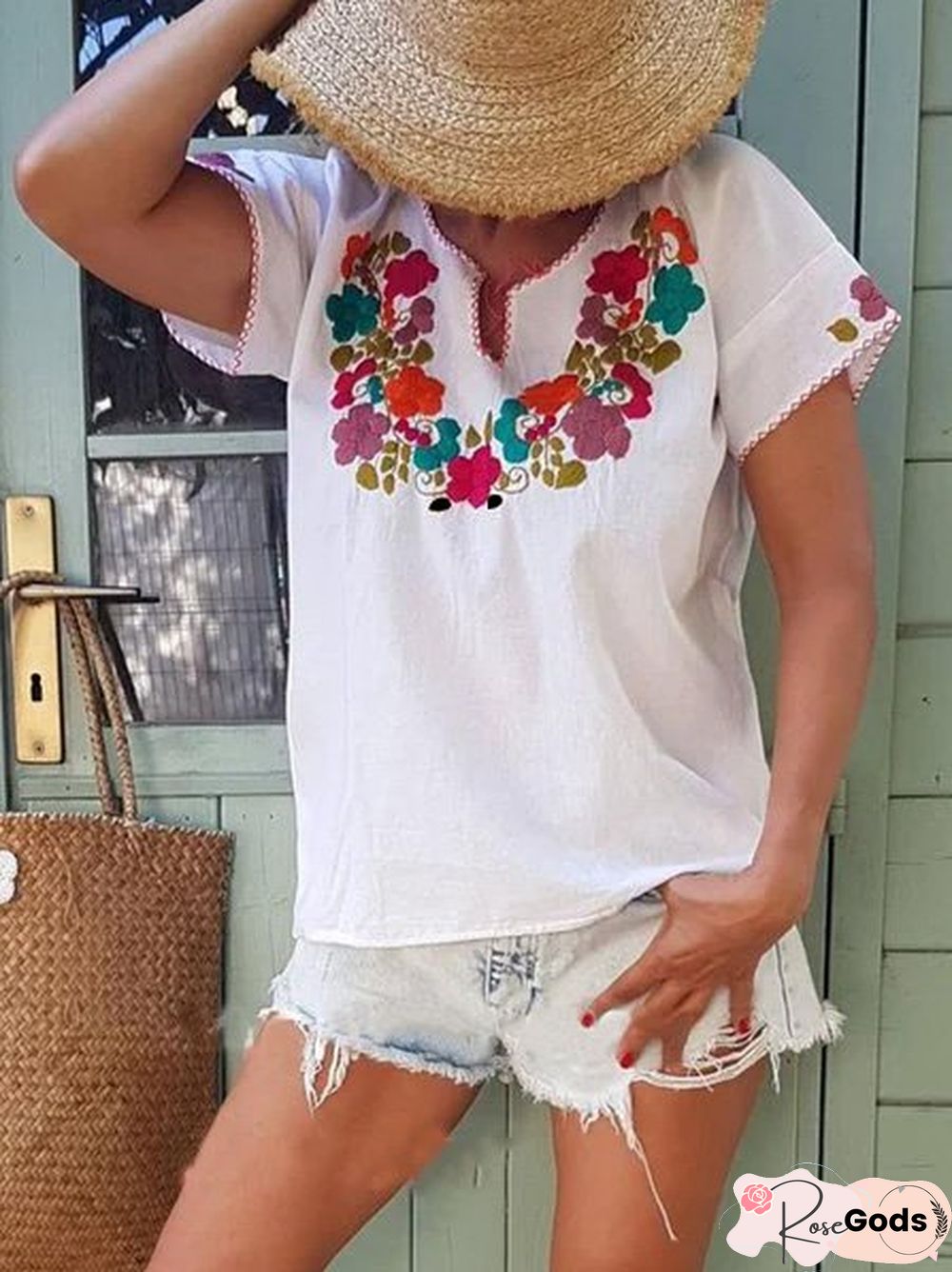 Bohol Floral-Embroidered T-shirt