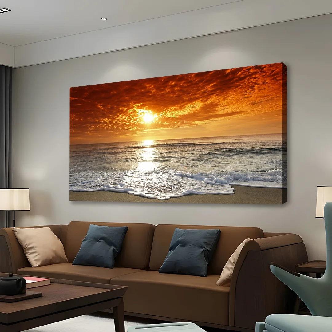 Sunset Beach Landscape Canvas Canvas Wall Art