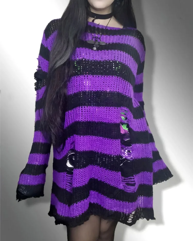 Punk Gothic Striped Sweaters