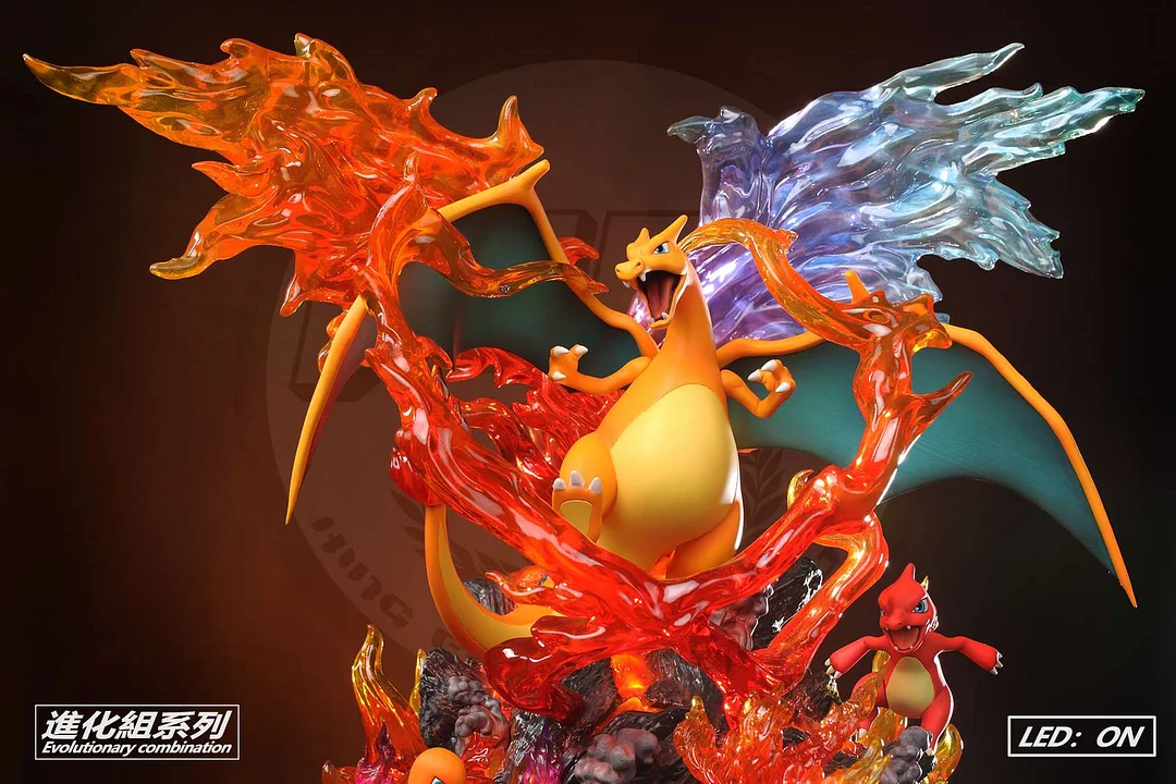 Evolution of Charizard Family with LED - Pokemon Resin Statue - King ...
