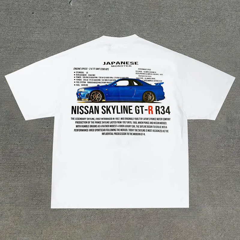 Nissan Skyline GT-R R34 Printed Men's Oversized T-Shirts