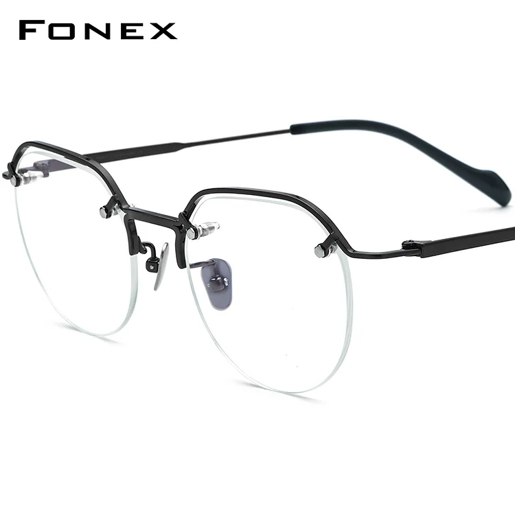 FONEX Pure Titanium Glasses Frame Women Vintage Square Eyeglasses Men ...