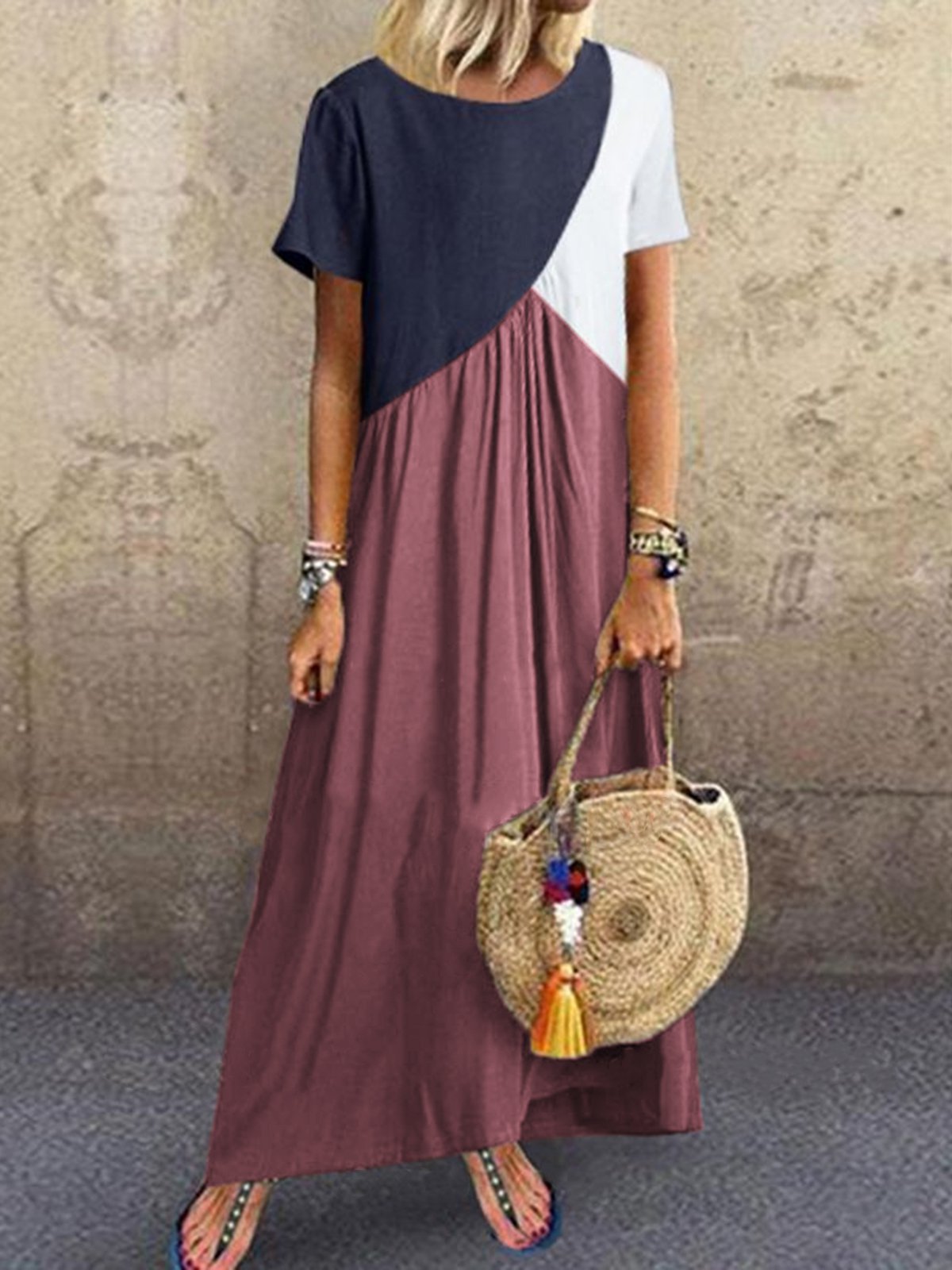 Plus Size Color Block Tunic Dress