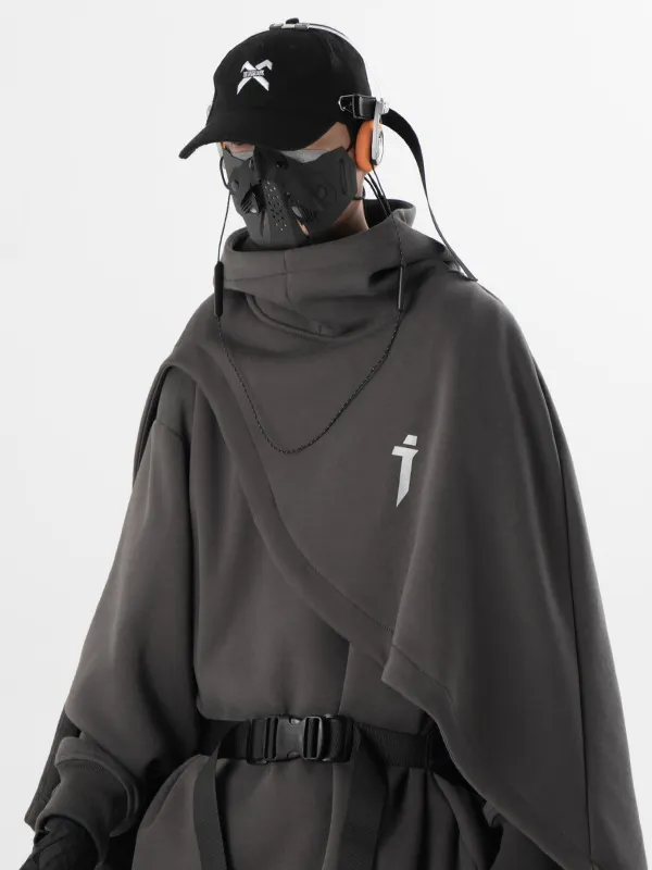 Cyberpunk Cape Ninja Hoodie Fake Two Pieces