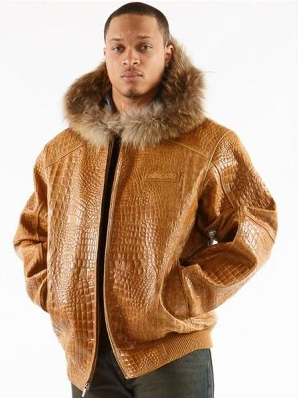Crocodile Leather Hood Jacket