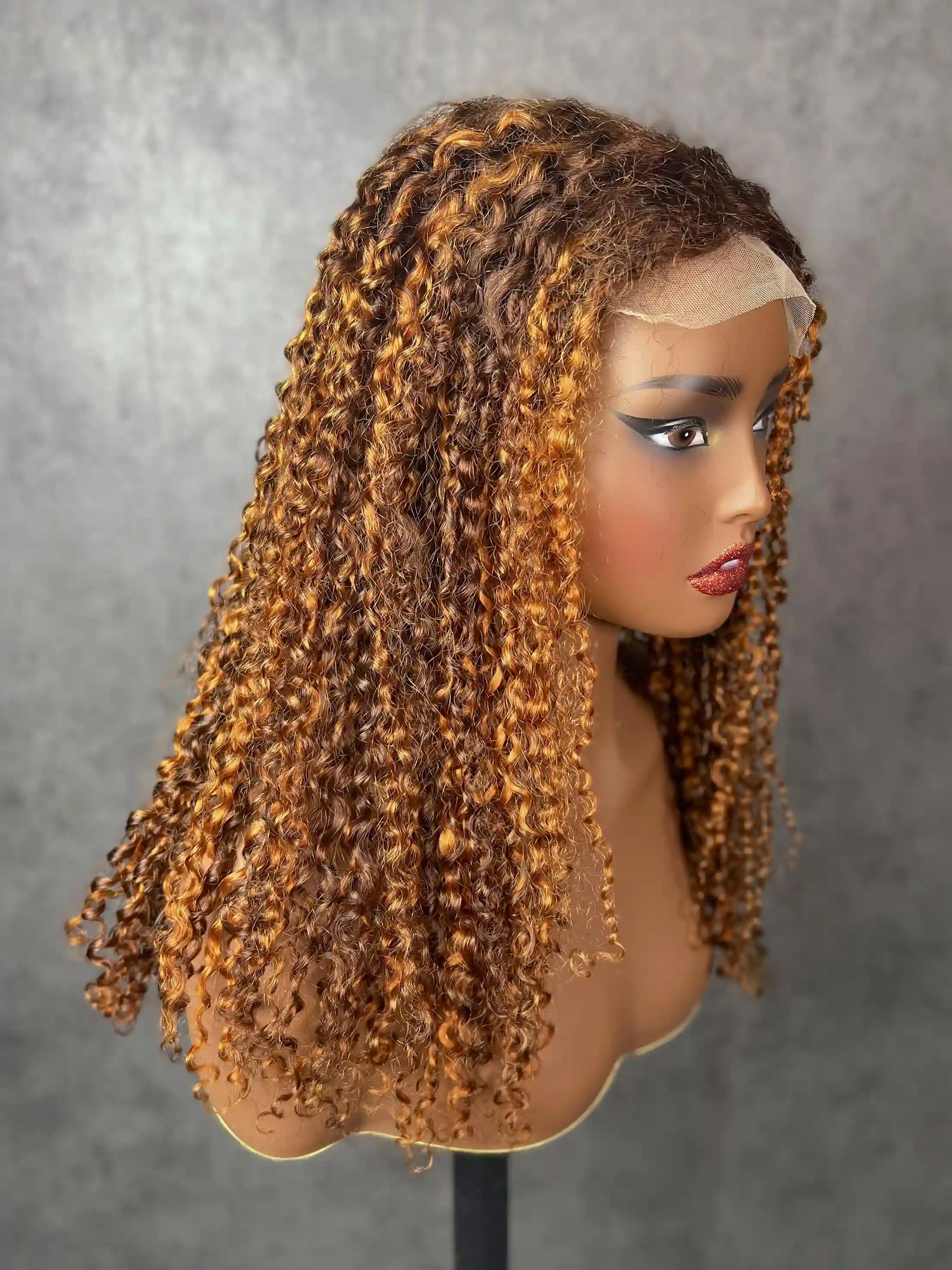 Pixie Curly SDD #P4/27 Colorful Closure Lace Wig BoruiHair| 5x5 Closure ...