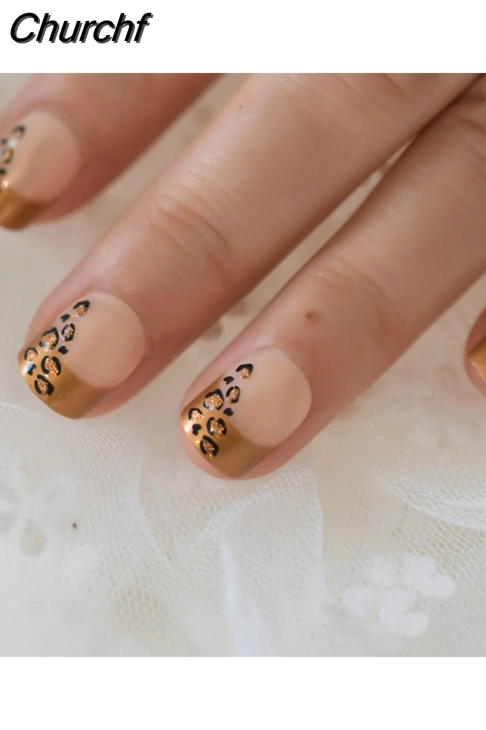 Churchf Acrylic French Nails Short Length Ombre Round French Tips ...