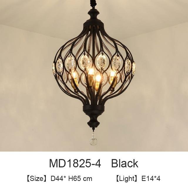 Nordic Crystal Pendant Lights Black Dining Table Lamp Hanging Light For ...