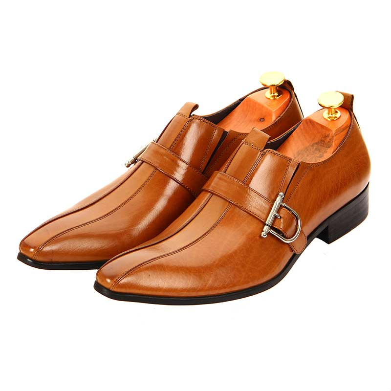 European Style Mens Buckle Dress Shoes - Split-Toe