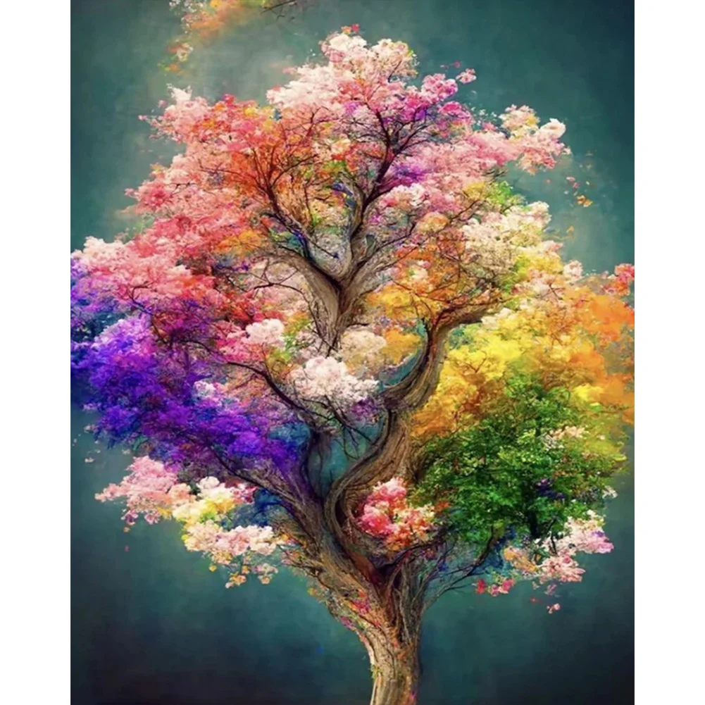 Colorful Tree (velvet cloth) AB drill full round/square diamond painting
