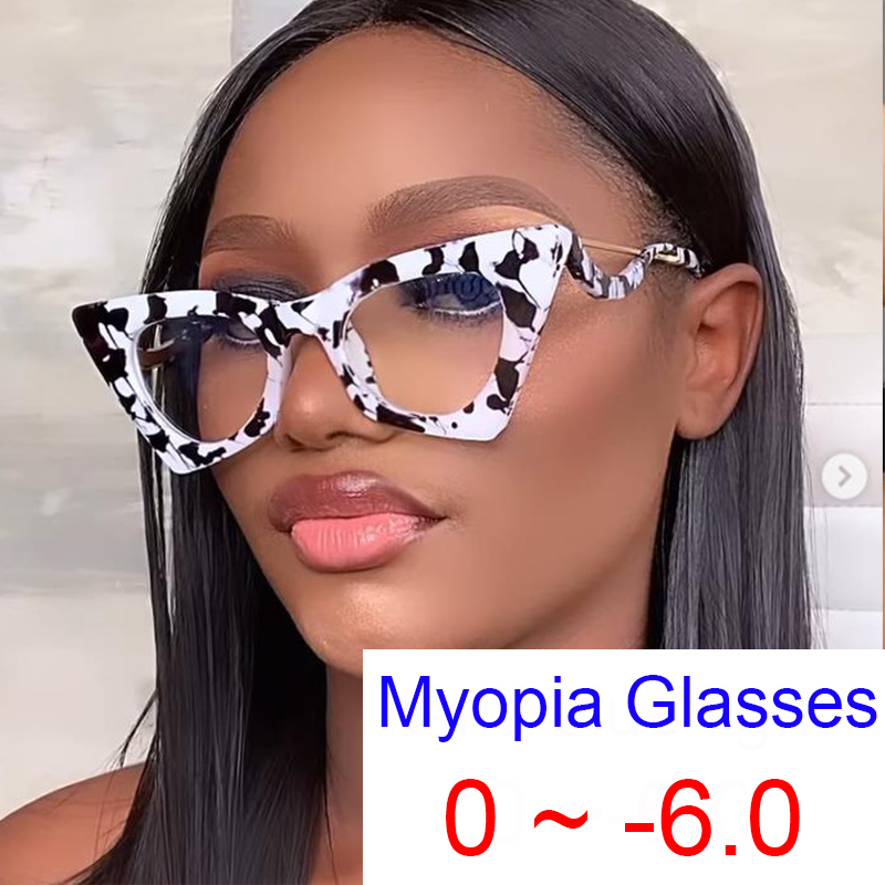 New Brand Myopia Glasses For Women Personalized Cat Eyes Anti Blue ...