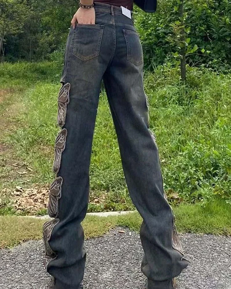 Butterfly Cut-Out Denim Jeans Butterfly Cut-Out Denim Jeans