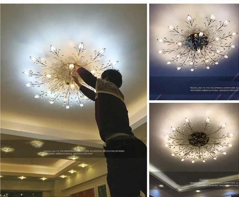 Vintage LED Ceiling Light Crystal Ceiling Lamp For Living Room Loft