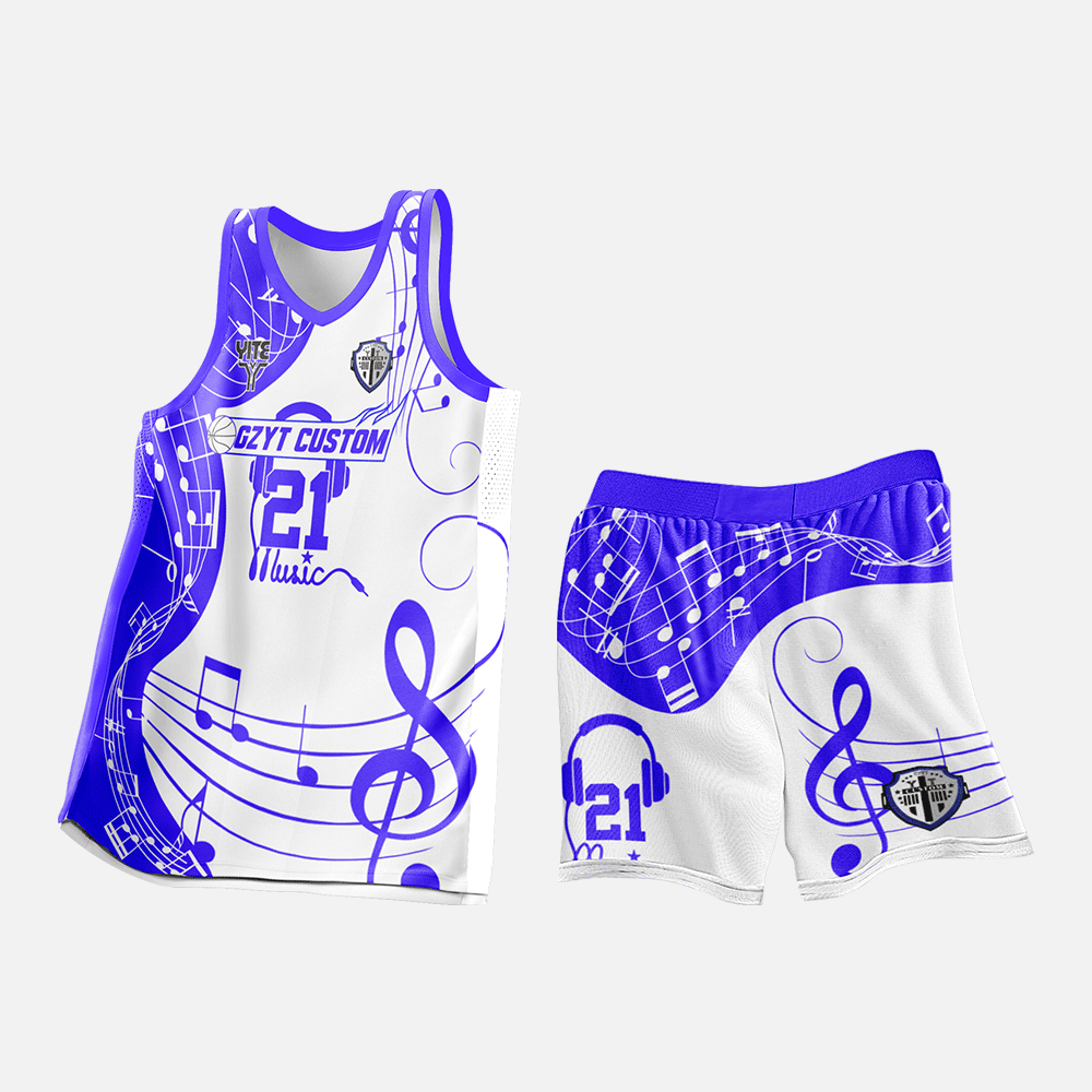 YITE | XL25-030- White And Blue Basketball Uniforms