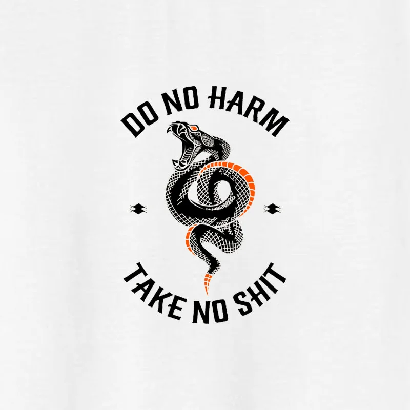 MOTOSUNNY DO NO HARM TAKE NO SHIT Snake Graphic White Print T-shirt