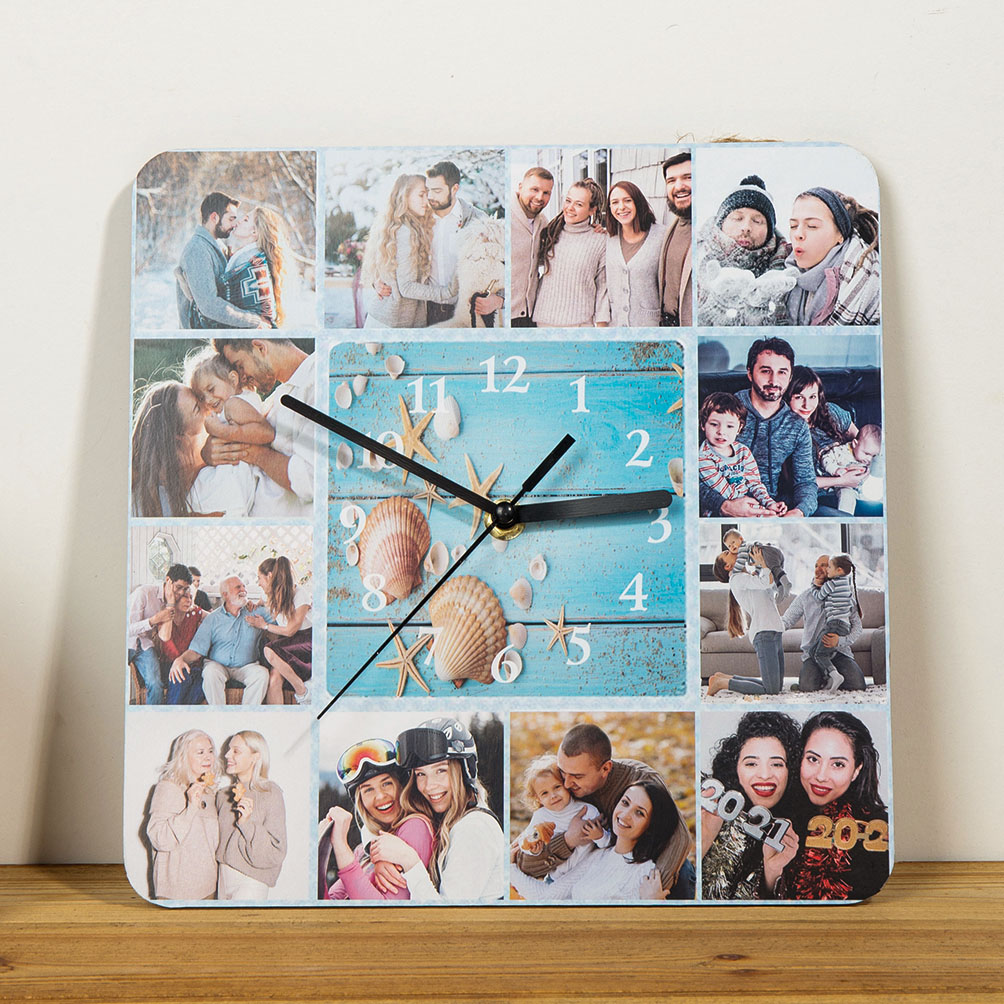 Personalized 12 Photos Family Wall Clock Home Decor Gift