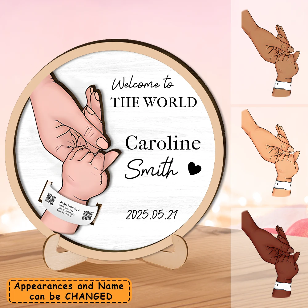Customized Wood Baby Sign 2-Layer Wooden Round Plaque To Embed Baby's ...
