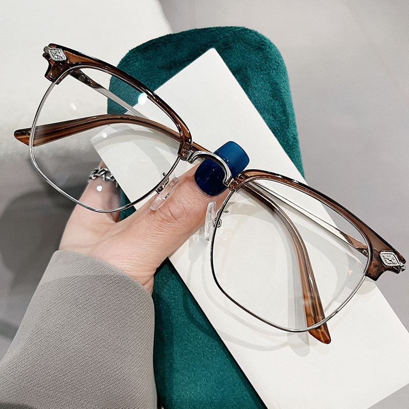 New Stylish Rectangle Shape Eyeglasses Frames for Men Semi-rimless ...