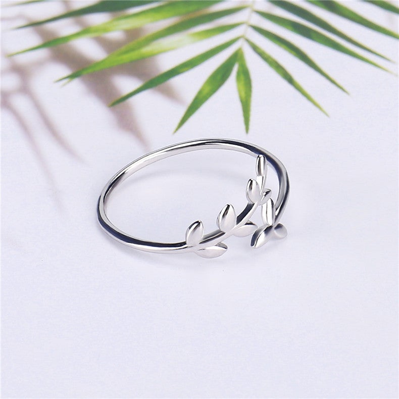 Creative Wrap Around Leaf Ring Open Adjustable Cross Leaf Ring