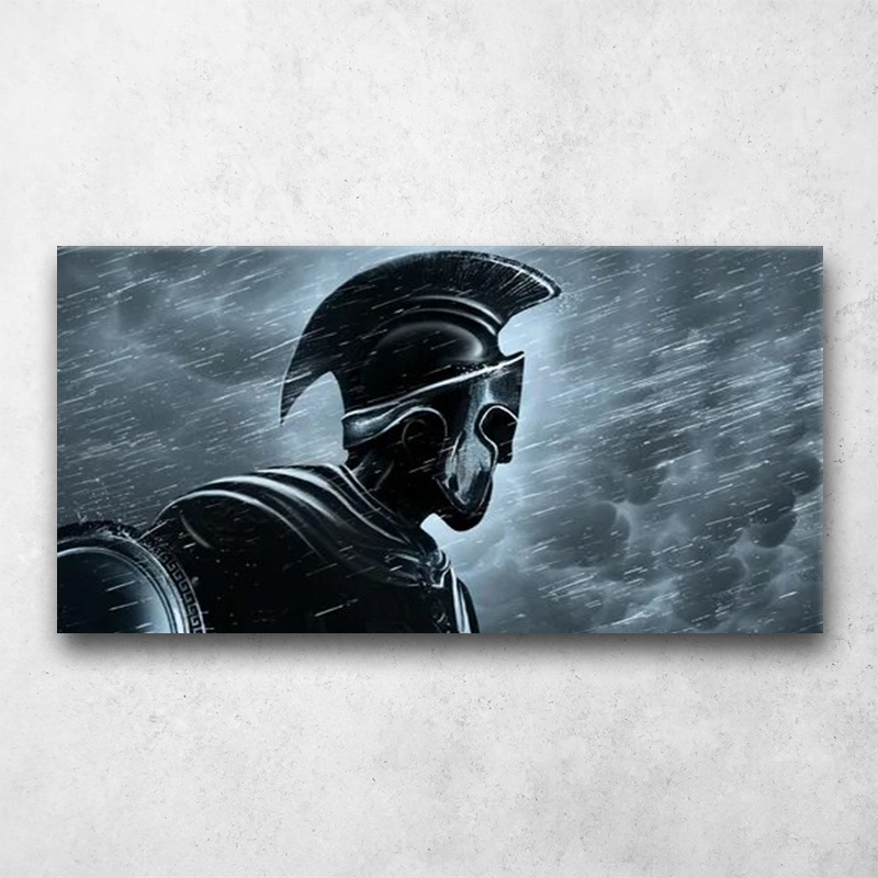 Spartan Warrior Rain Battle - Canvas Art