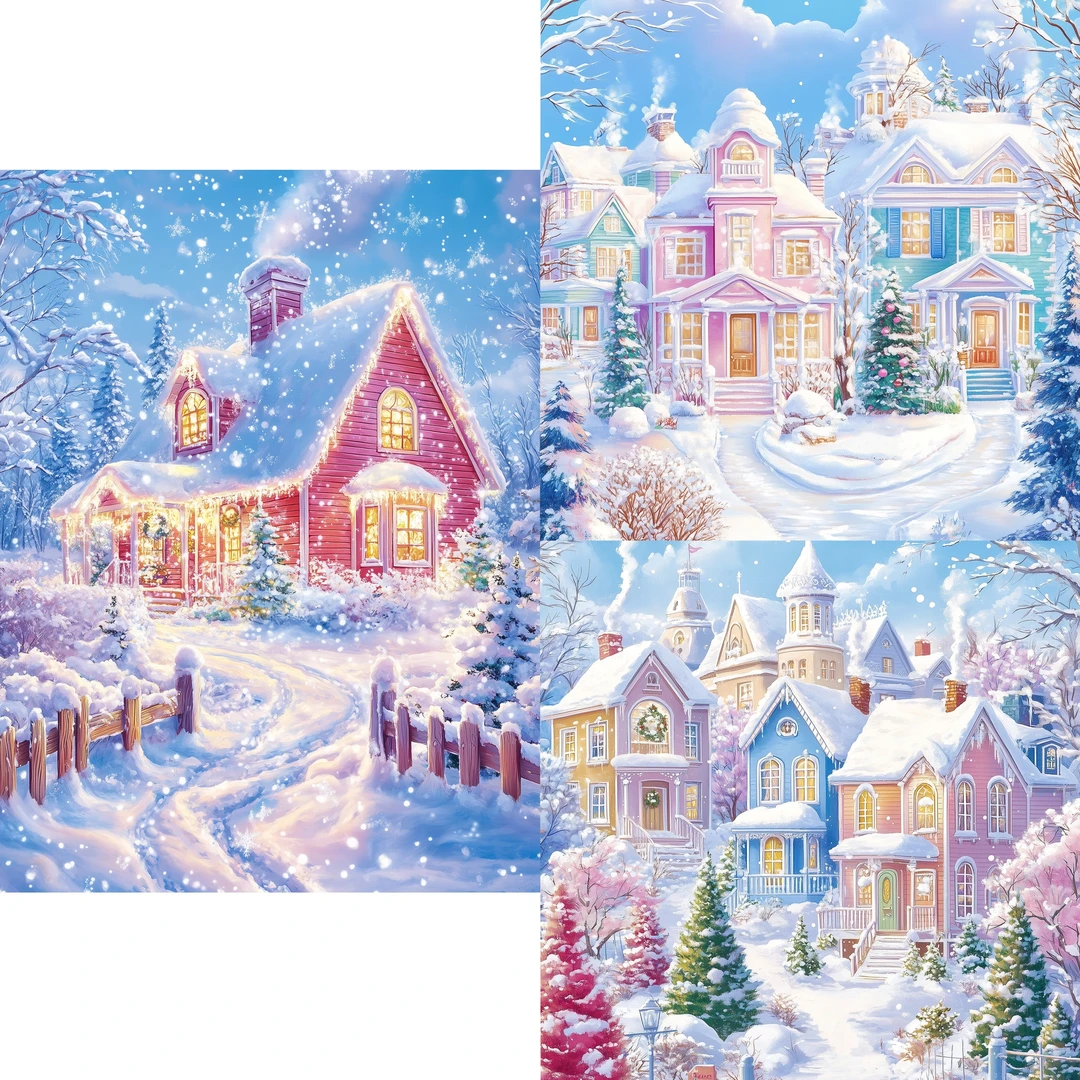 [9CT]Winter Snow House 9CT Pre-stamped Canvas(65*85cm) Cross Stitch
