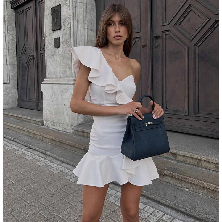 Off Shoulder Ruffle Mini Dress - Ladylim