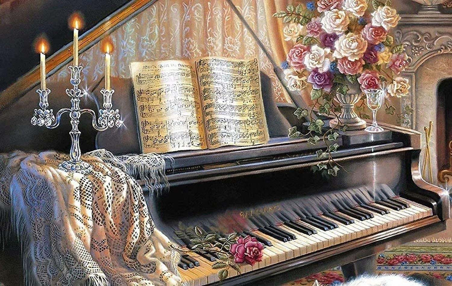 Round Diamond Painting - Piano