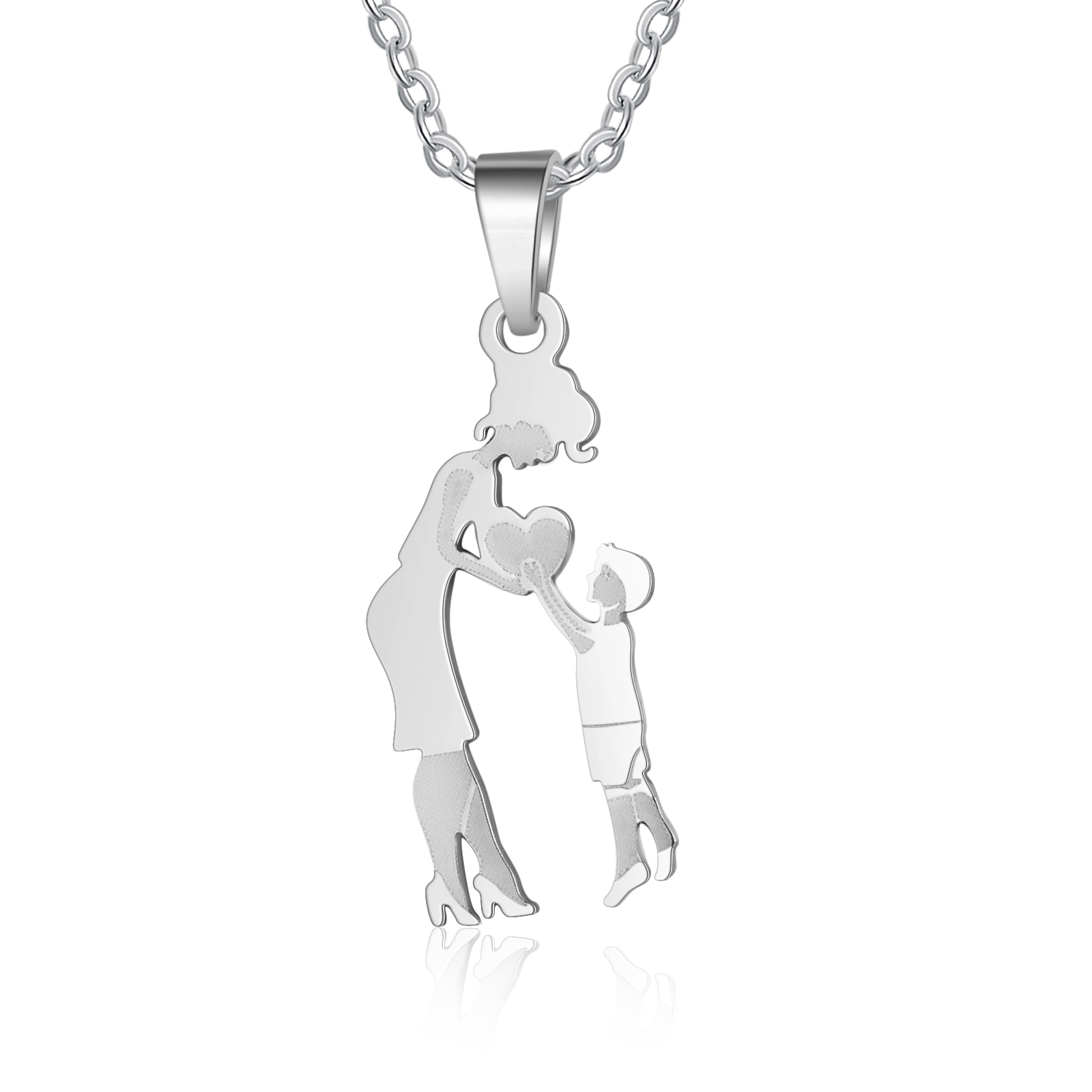 Custom Mother Son Pendant Necklace Stainless Steel Mother's Day Gifts